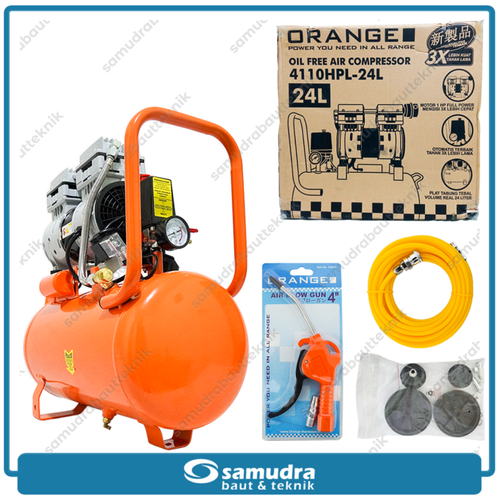 Mesin Kompresor ORANGE 4110HPL Compressor Listrik Oilless Silent 24L ...