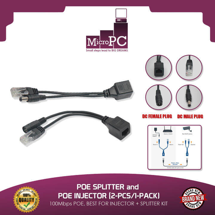 POE SPLITTER and POE INJECTOR (2-PCS/1-PACK), 100Mbps POE, BEST FOR ...