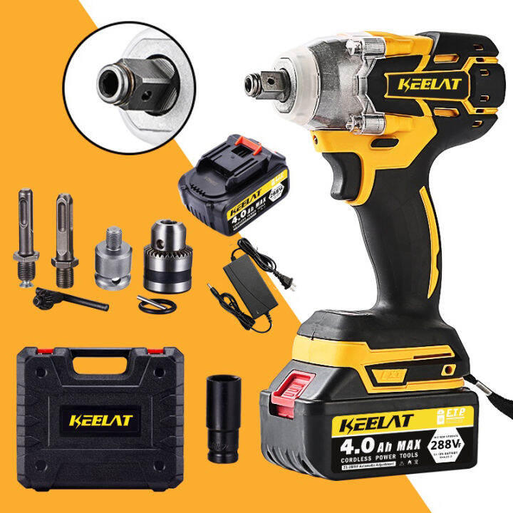 KEELAT Cordless Brushless Impact Wrench Driver 2X20000Amh Li Battery 1/ ...