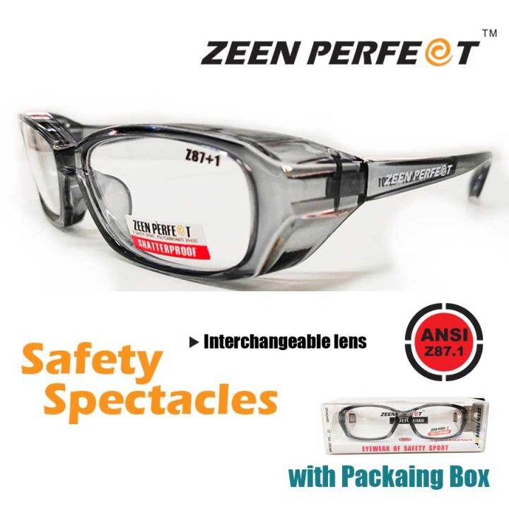 แว่น Safety Zeen Perfect Safety Side Guard Version ทรงสปอร์ต ZP101 ANSI Z87.1 Standard with ...