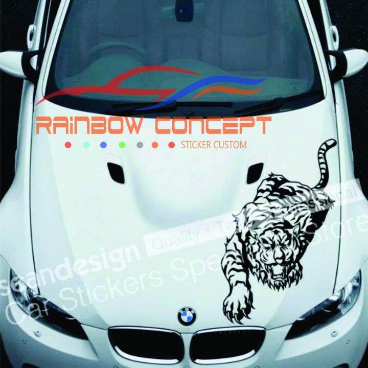 sticker kap mesin mobil stiker terbaru harimau tribal ukuran 59cmx36cm ...