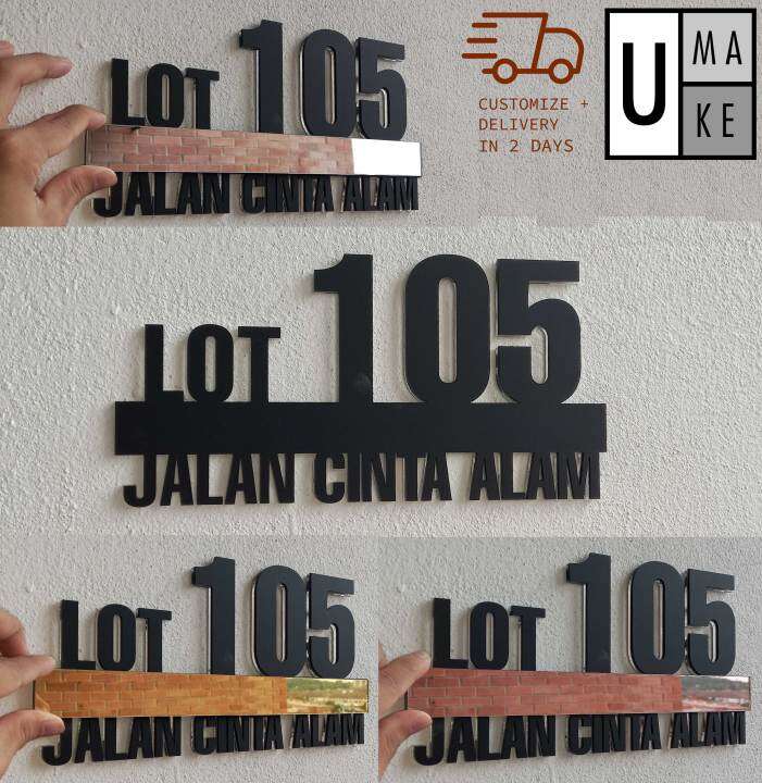 Acrylic House Number Plate ,Plate Nombor Rumah 门牌号码 | Lazada