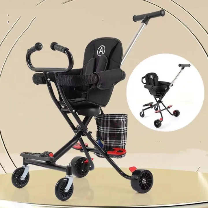 kids Folding Stroller With Safety Ring and Basket Kids Stroller Bike ...