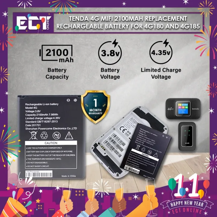 Tenda 4G Mifi 2100mah Replacement Rechargeable Battery for 4G180 and ...