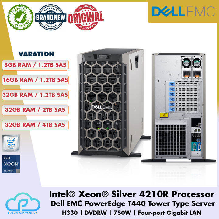 Intel® Xeon® Silver 4210R Processor | Dell EMC PowerEdge T440 Tower Type Server | 16GB-32GB RAM ...
