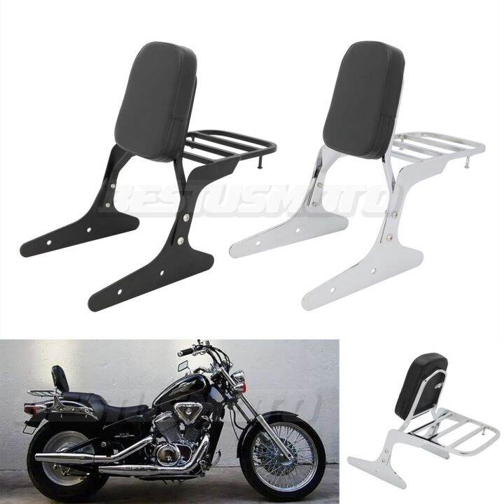 Motorcycle Black / Chrome Passenger Backrest Sissy Bar With Luggage ...