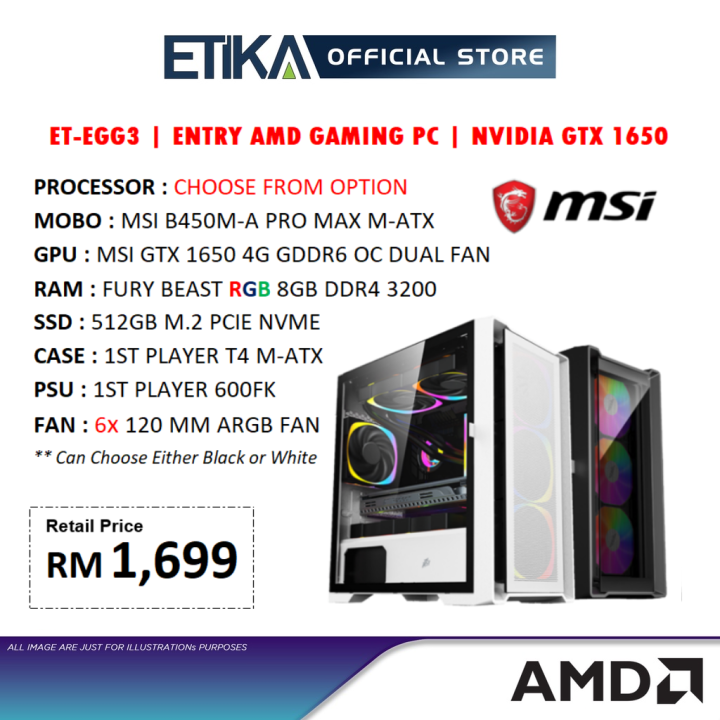 ETiKA DIY ET-EGG3 | Entry Gaming NEW PC Package | AMD Ryzen 4100 4500 ...