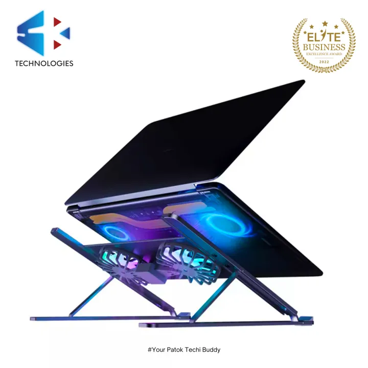 Laptop Cooling Pad 8 Height Levels Laptop Cooler Stand Riser with 2 ...