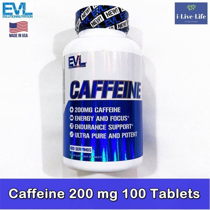 คาเฟอีน Caffeine 200 mg 100 Tablets - EVLution Nutrition | Lazada.co.th