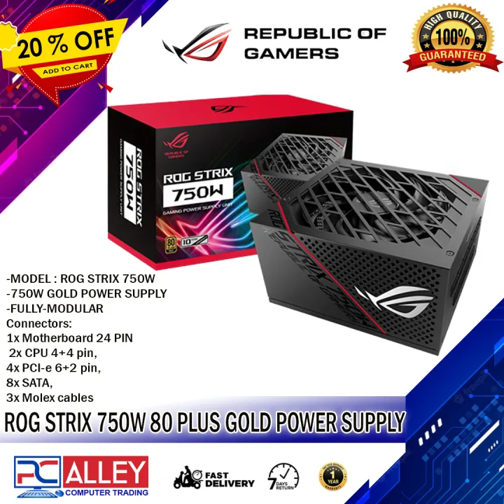 ASUS ROG STRIX 750W FULLY MODULAR 80 PLUS GOLD 750W ATX POWER SUPPLY By ...