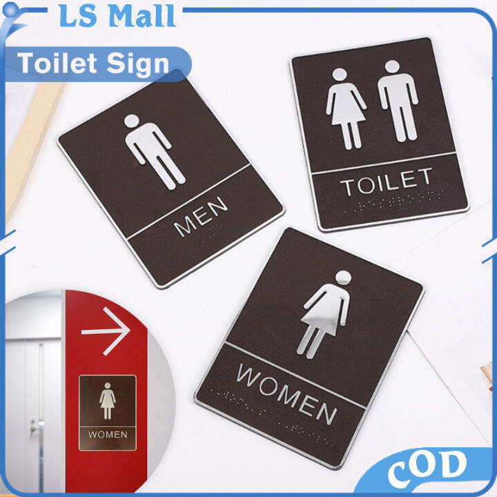 Restroom Signs Self-Adhesive Toilet Sign Men/Women/Toilet WC Sign ,for ...