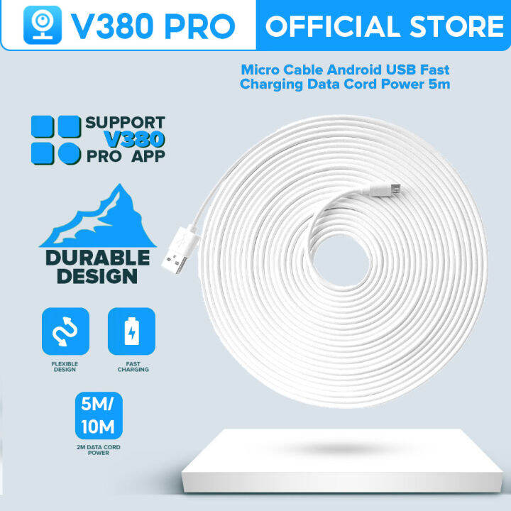 V380 PRO 3M/5M/10M Micro Cable for Android USB Fast Charging Data Power ...