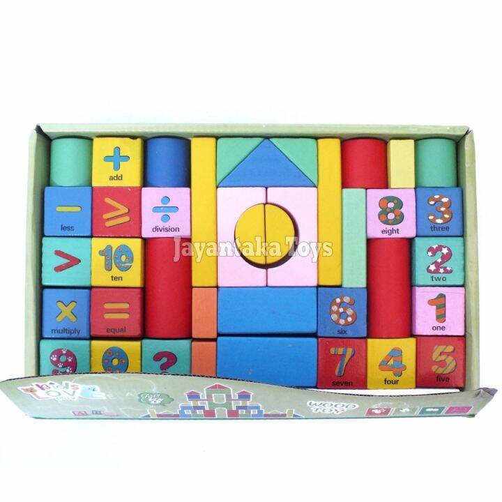 Building Block Kayu edukasi isi 40 pcs balok | Lazada Indonesia