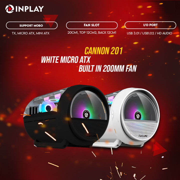 Inplay Cannon 201 | White | White Micro ATX Built In 200mm Fan | Inplay ...