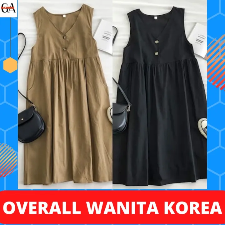 Baju Overall Wanita Dress Korean Korea Style Fashion Muslimah Muslim Import Premium Overal ...