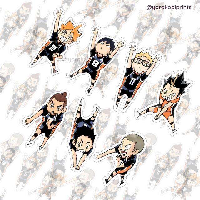 [SET 1/2] Haikyuu!! - Karasuno Chibi Laminated Stickers for Aquaflask ...