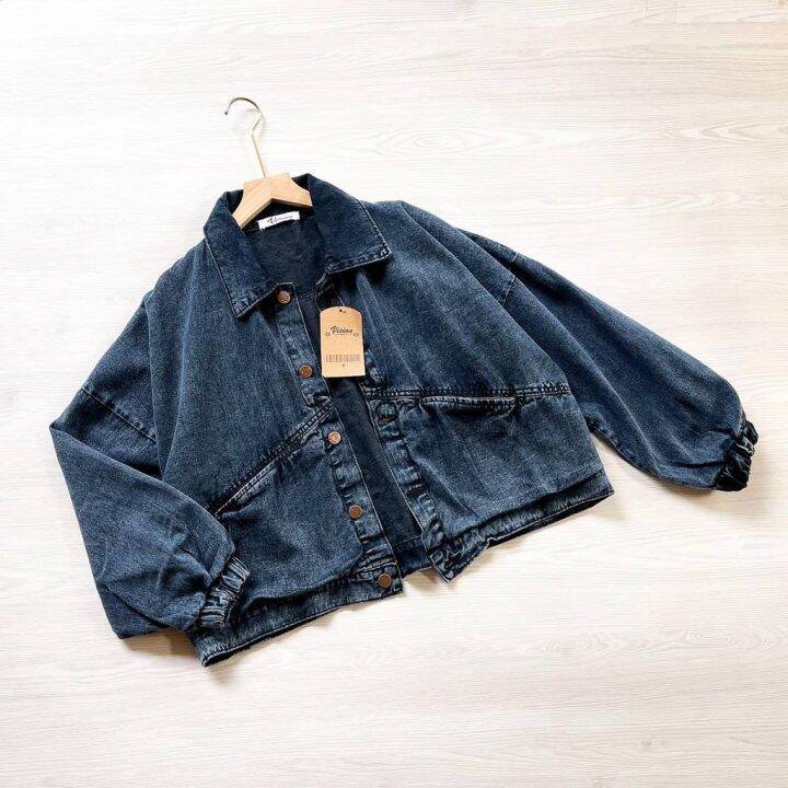Jaket Jeans Perempuan Dewasa Jacket Berkupluk Oversize Korean Style ...