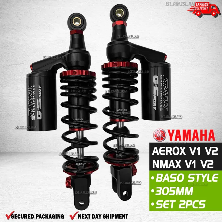 Yamaha NMAX AEROX V1 V2 Rear shock absorbers BASO STYLE 2pcs 305mm ...