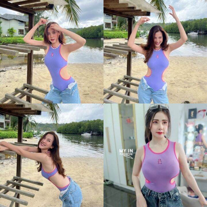 卍 🌈MesubShop🌈 บอดี้สูท เว้าเอวสูง !!งานตามหา!! เว้าเอวสูง ดีเทลแต่งกุ้น ปักหมีช่วงอก น่ารักม้าก ...