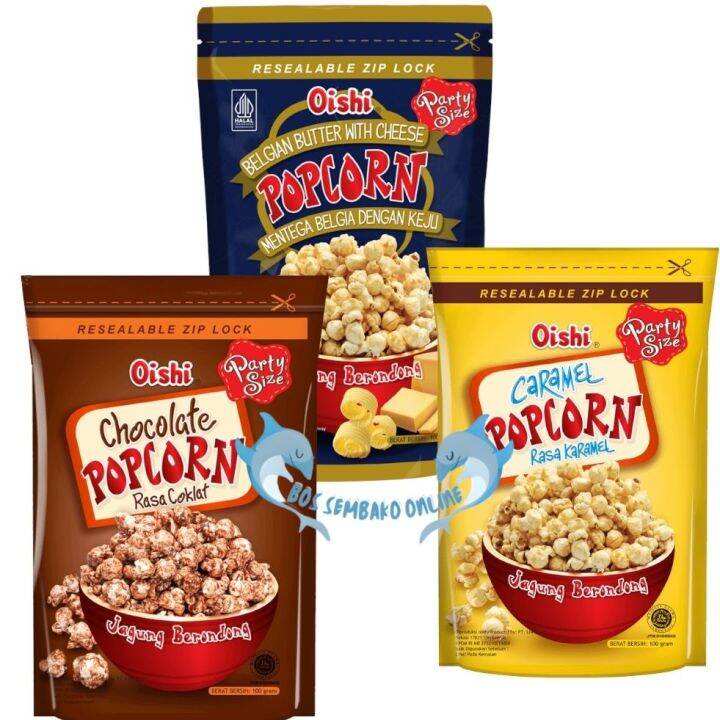 Oishi Popcorn 100gr Belgian Butter Coklat Caramel Snack Jagung ...