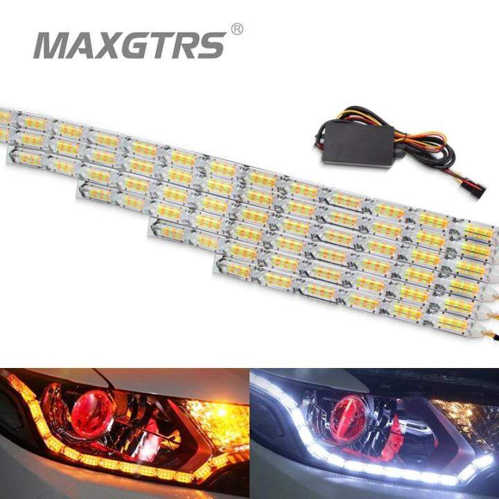 2x Car Waterproof Flexible White/Amber Switchback LED Knight Rider ...