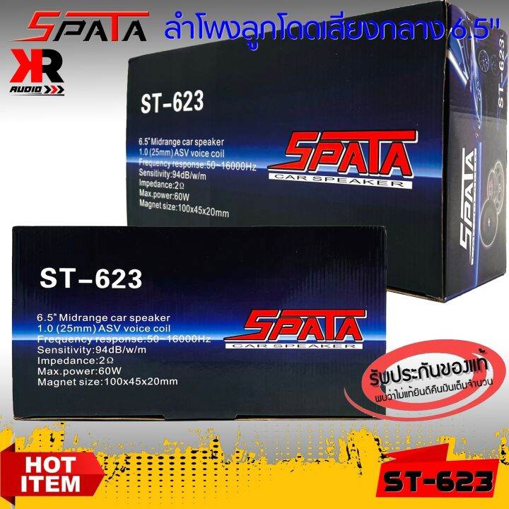 ลำโพงลูกโดด เสียงกลาง ยี่ห้อ SPATA รุ่น ST-623 ลำโพงติดรถยนต์ 6.5นิ้ว+ฝาตะแกรงหน้าดอก เสียงกลาง ...
