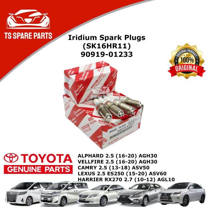 Toyota Iridium Spark Plugs 90919-01233 Alphard/Vellfire/Camry/Lexus/Harrier ASV50,AGH30,ASV60 ...