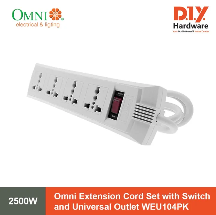 Omni Extension Cord Set with Switch and Universal Outlet 4 gang ...