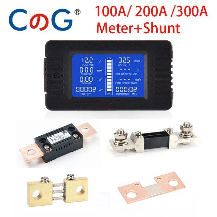 10A 50A 100A 200A 300A Digital Meter DC 0-200V 9 in 1 Voltmeter Ammeter LCD DC Voltage Current ...