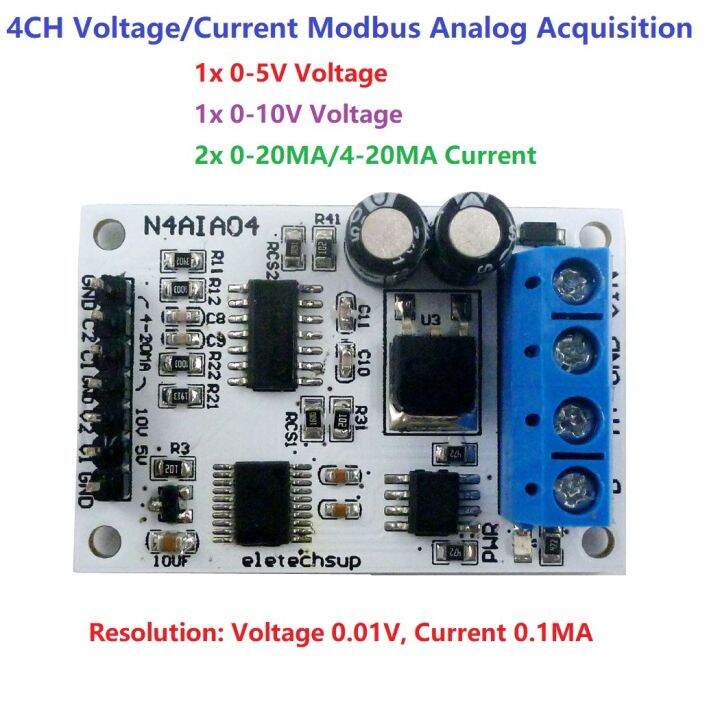 DC 12V 4-20mA 0-5V 0-10V Voltage Signal Acquisition RS485 Modbus RTU Module for PLC Current ...