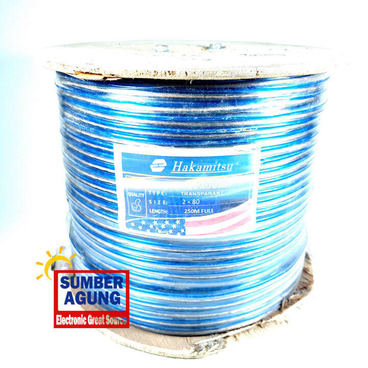 Hakamitsu Kabel Transparan 2x80 250M 250Meter Full Kelos Gulungan Jumbo ...