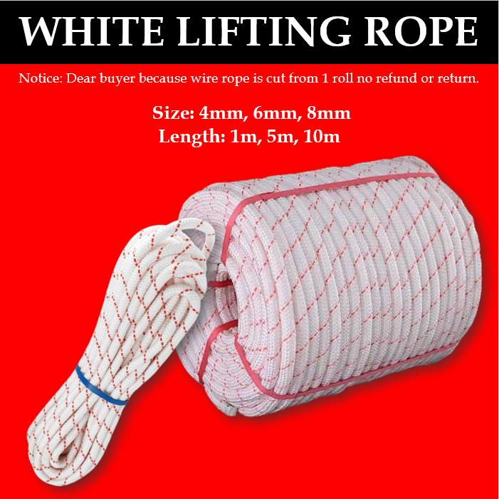 TOYU 1m -10m 4mm-8mm White Lifting Rope Safety Rope, Braided Rope ...