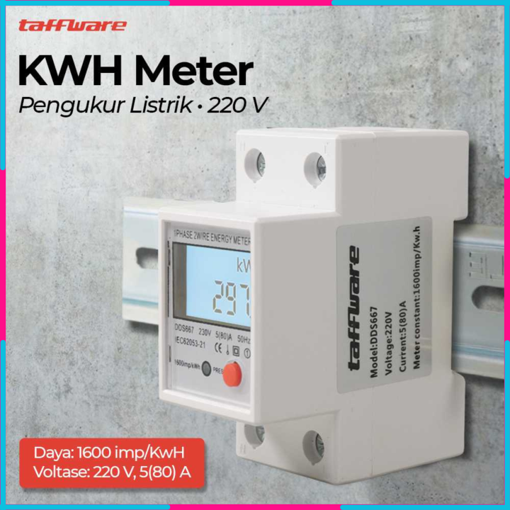 COD Taffware KWH Pengukur Listrik Power Voltmeter 220V meteran listrik ...