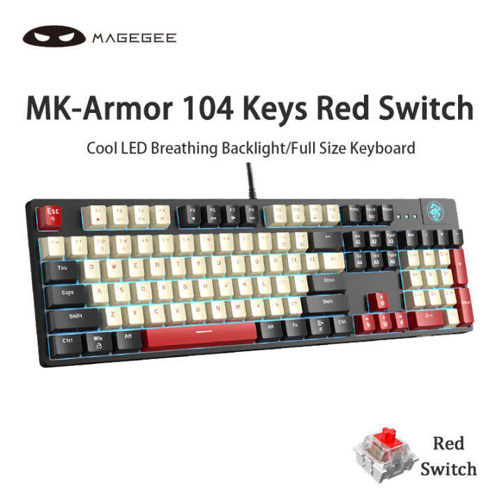 MageGee Mechanical Gaming Keyboard Blue Red Switch LED Backlit Wired ...