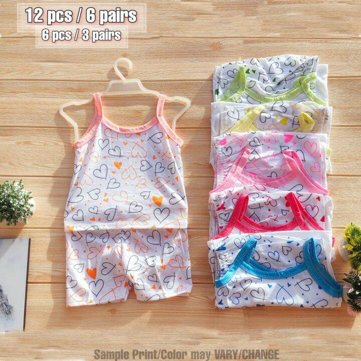 6 PAIRS/3 PAIRS TERNO BABY GIRL CLOTHES/SANDO SHORT TERNO GIRL 0-10 ...