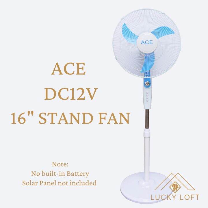 ACE DC12V 16 Stand Fan (Solar - Battery Operated) SOLAR DC 12 VOLTS 16 ...