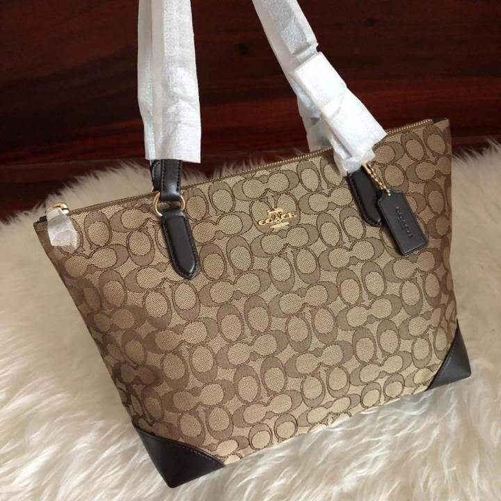 ORIGINAL COACH ZIP TOP TOTE IN SIGNATURE JACQUARD (COACH F29958) KHAKI ...