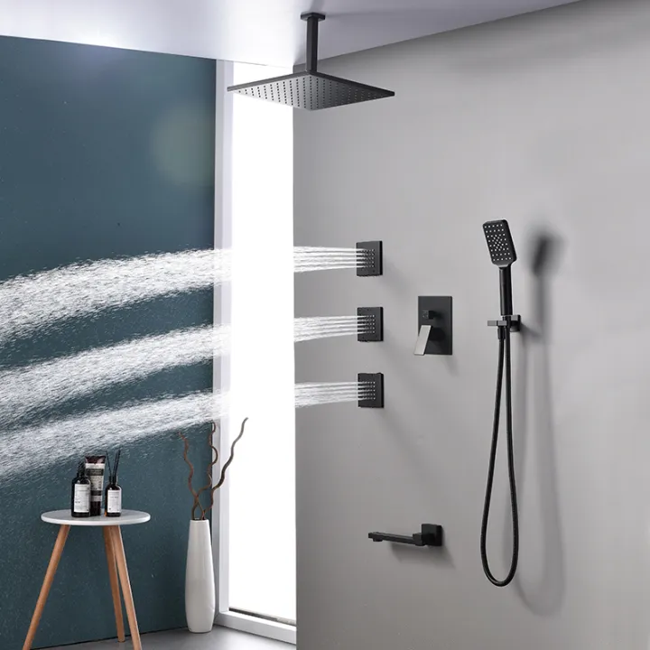 Bevraien all-copper concealed embedded wall shower set household ...