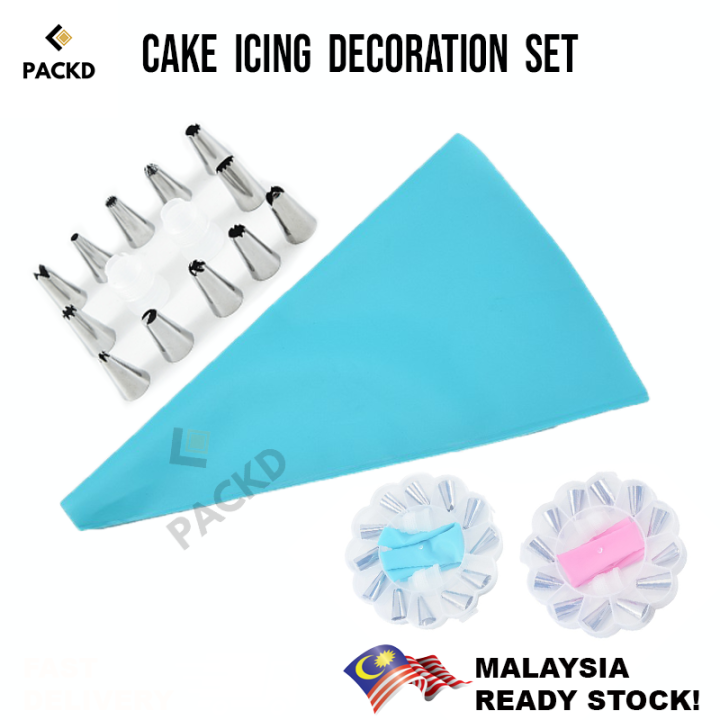 15 pcs Icing Decoration Set Reusable Silicone Icing Bag Piping Bag ...