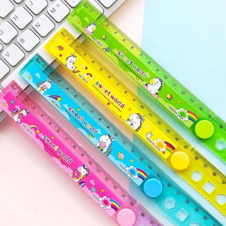 30CM Cute Kawaii Unicorn Study Time Folding Ruler Multifunction DIY ...