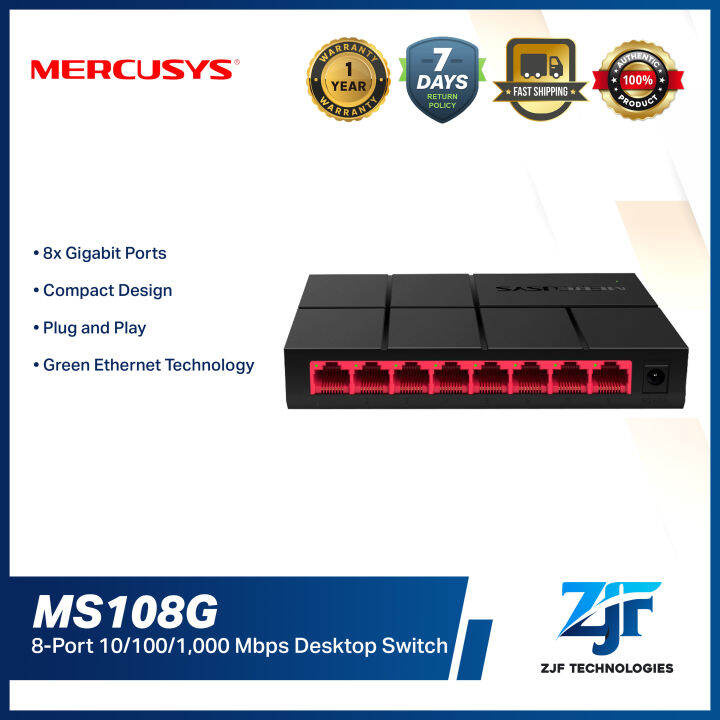 Mercusys MS108G 8-Port 10/100/1000 Mbps Desktop Switch | Ethernet switch | Unmanaged switch | 8 ...