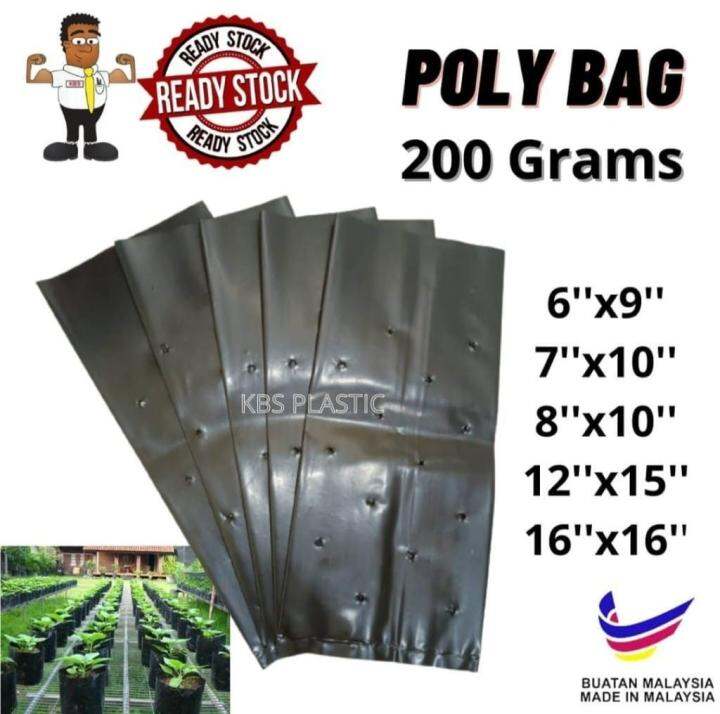 200gm Black Polybag UV Thick Fertigasi Polibag Hitam Nursery Plastik ...