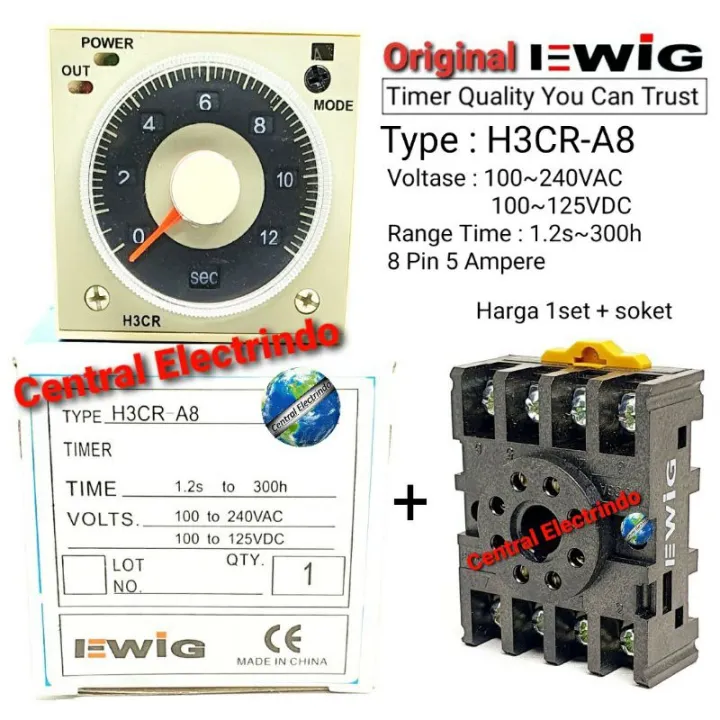 Timer H3CR-A8 AC 220V EWIG + Socket 8Pin EWIG. | Lazada Indonesia