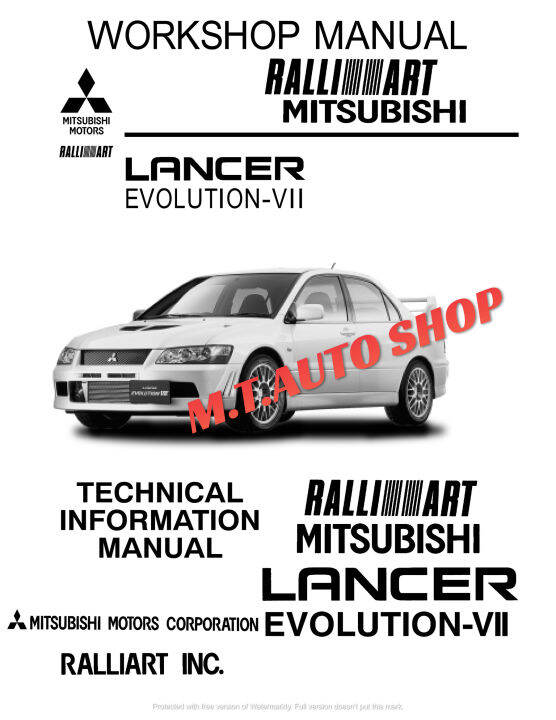 คู่มือซ่อมรถ Mitsubishi lancer evolution VII Sevice Manual ครบทุกระบบ 1644 หน้า Engine /Wiring ...