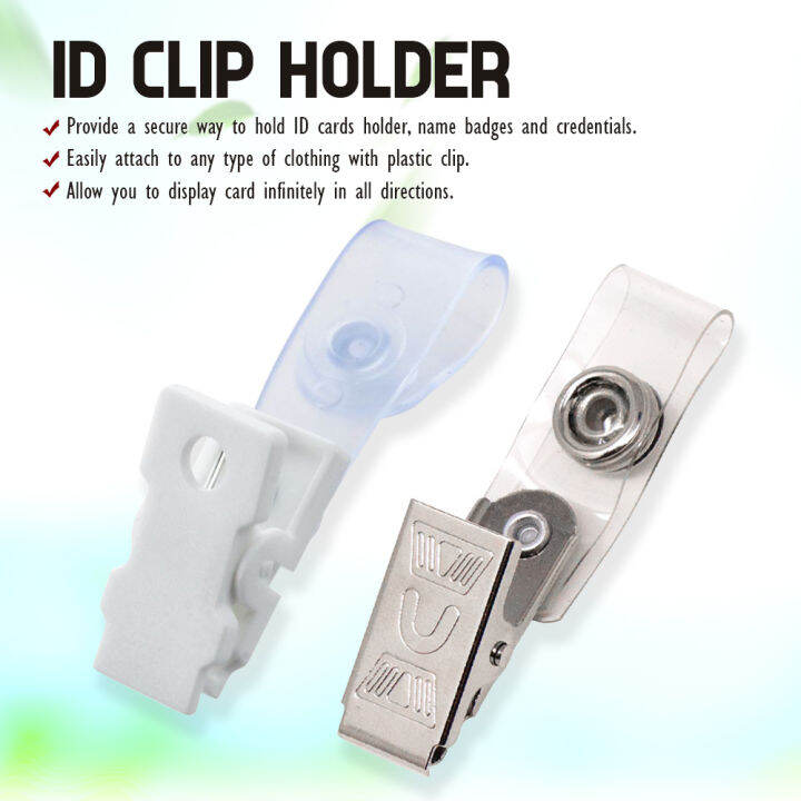 Risefully - 100pcs ID Clip Holder Plastic / Metal Clip for ID Cards ...