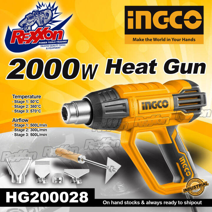 INGCO 2000W Heat Gun with 5pcs Accessories HG200028 Rexxon Power Tools ...