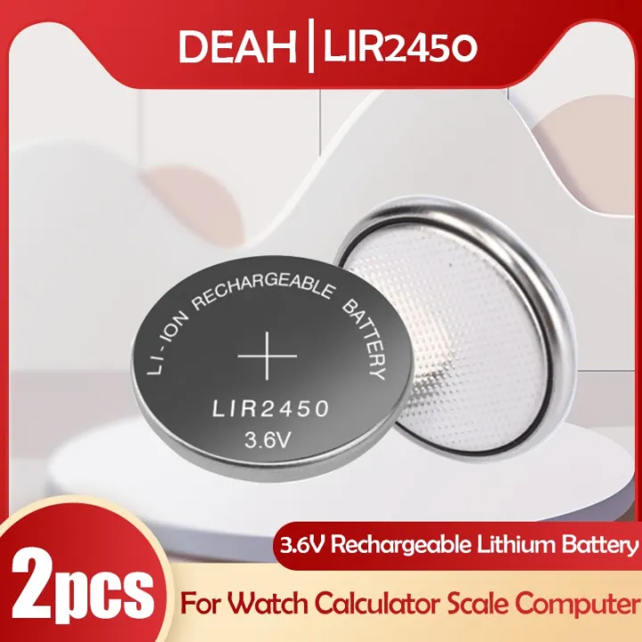 2PCS 3.6V LIR2450 LIR 2450 lithium rechargeable battery for remote ...