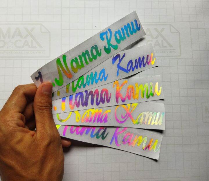 STIKER NAMA HOLOGRAM STIKER NAMA CUSTOM BEBAS REQUEST | Lazada Indonesia