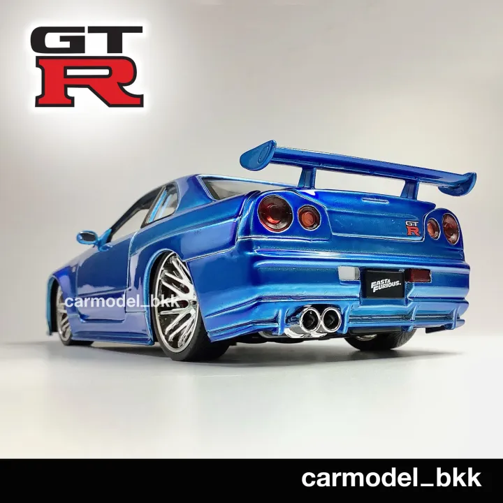 โมเดลรถเหล็ก Brian's Nissan Skyline GTR R34 Blue ปี 2002 ขนาด 1:24 ...