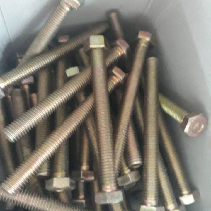 Baut+Mur besi kuning 8x60 / BN kuning drat halus/kunci 12/(per 10pcs ...